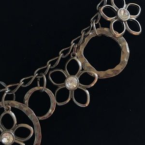 Jewelry | Hammered Pewter Circle And Flower Necklace | Poshmark